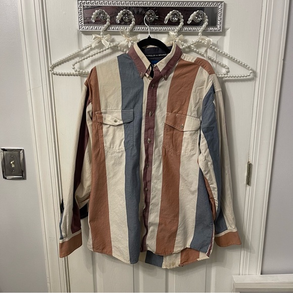 Wrangler | Shirts | Vintage Western Wrangler Stripped Button Down ...